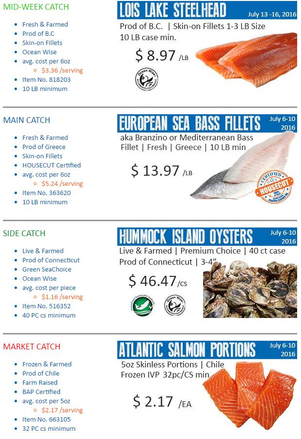 a fresh catch fish seafood July 10 to 16 2016